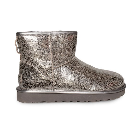 UGG | Shoes | Ugg Classic Mini Metallic Sparkle Gunmetal Boots Womens ...